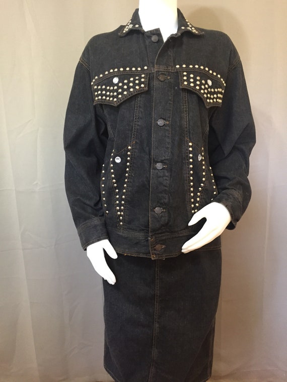1990s American Rag denim skirt and jacket set, size 13 - Gem