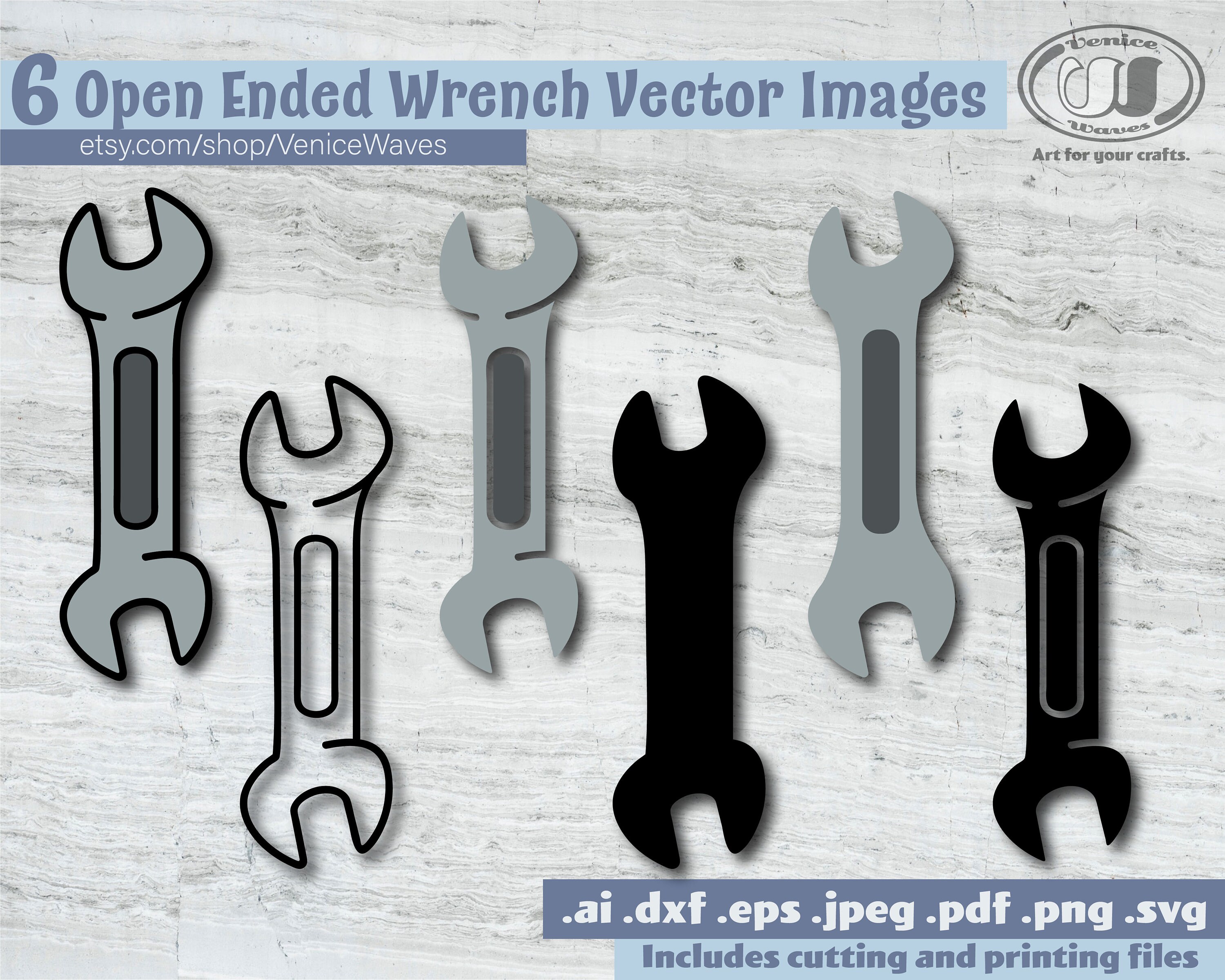 Open Ended Wrench SVG, Tools Cut File, Open Ended Wrench Clipart ...
