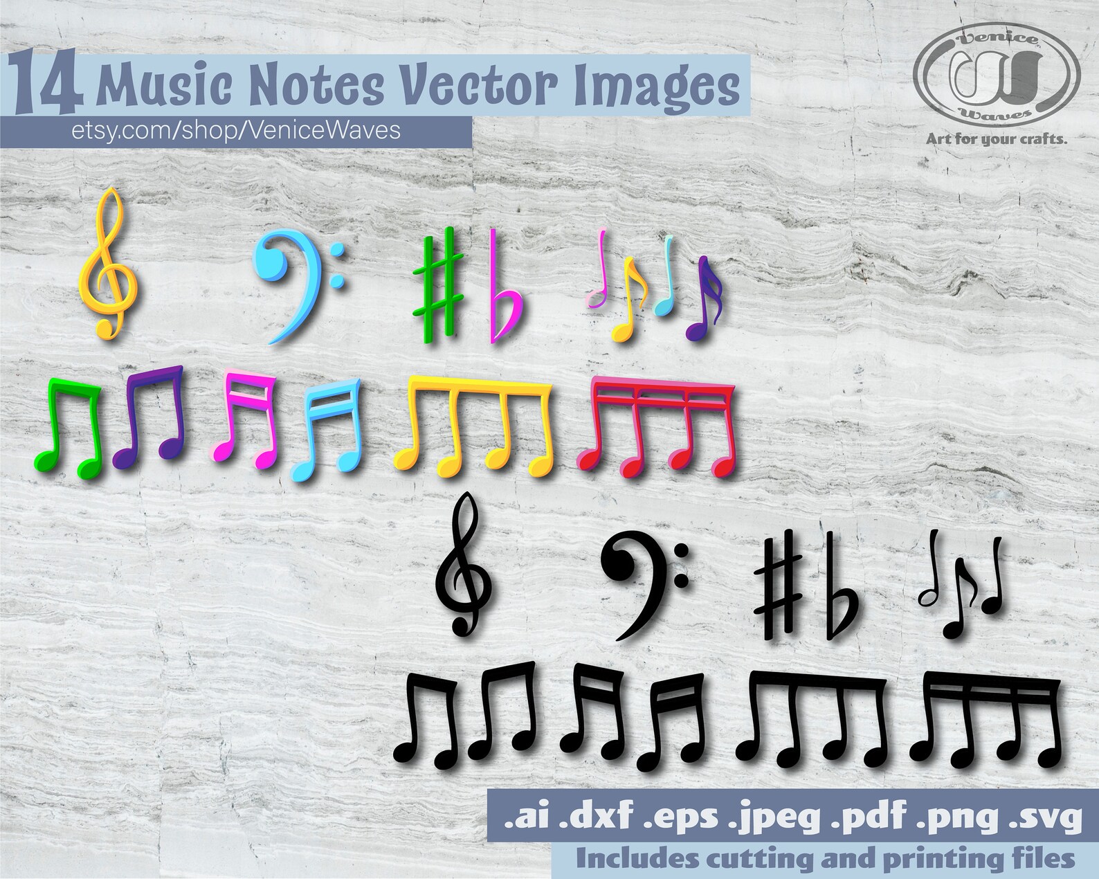 Music Notes Clipart Music Notes Cut File Music Notes - Etsy