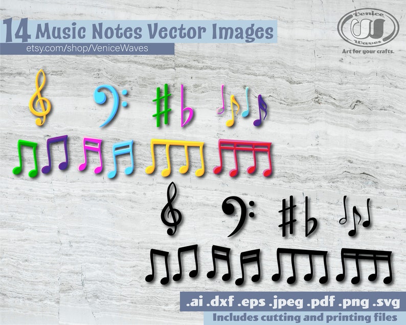 Music Notes Clipart Music Notes Cut File Music Notes - Etsy