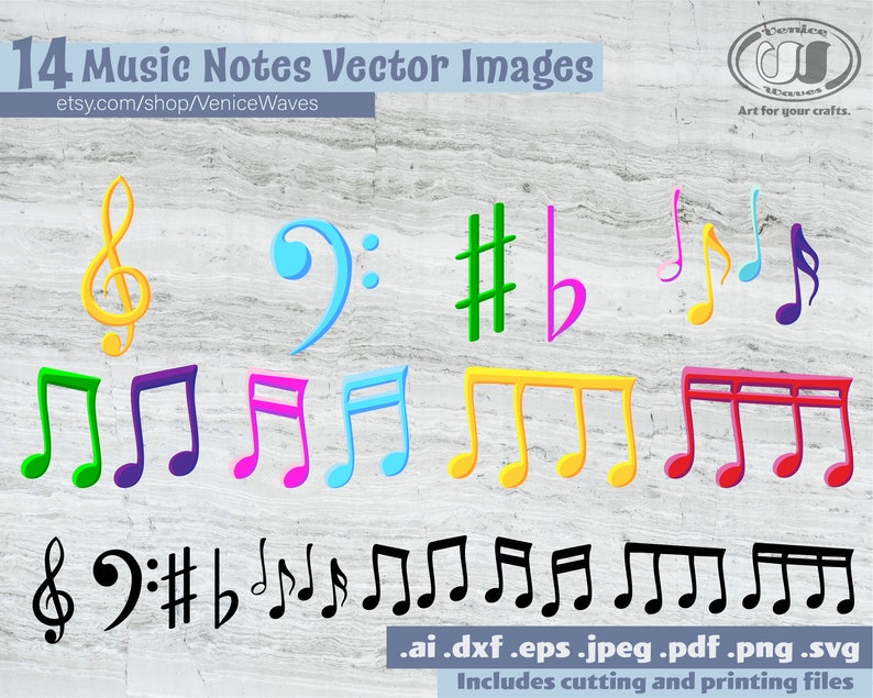Music Notes Clipart Music Notes Cut File Music Notes - Etsy