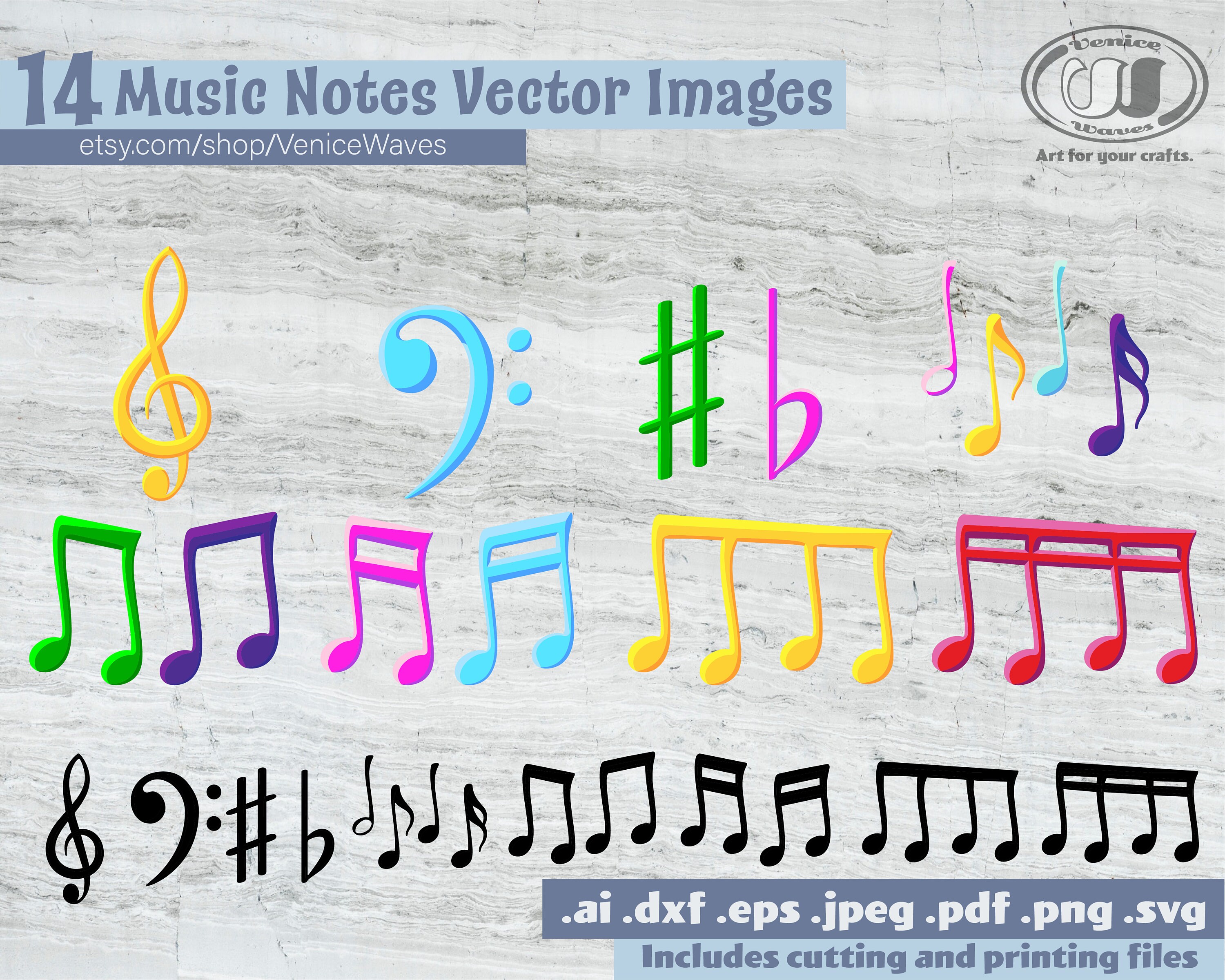 Music Notes Clipart Music Notes Cut File Music Notes - Etsy México