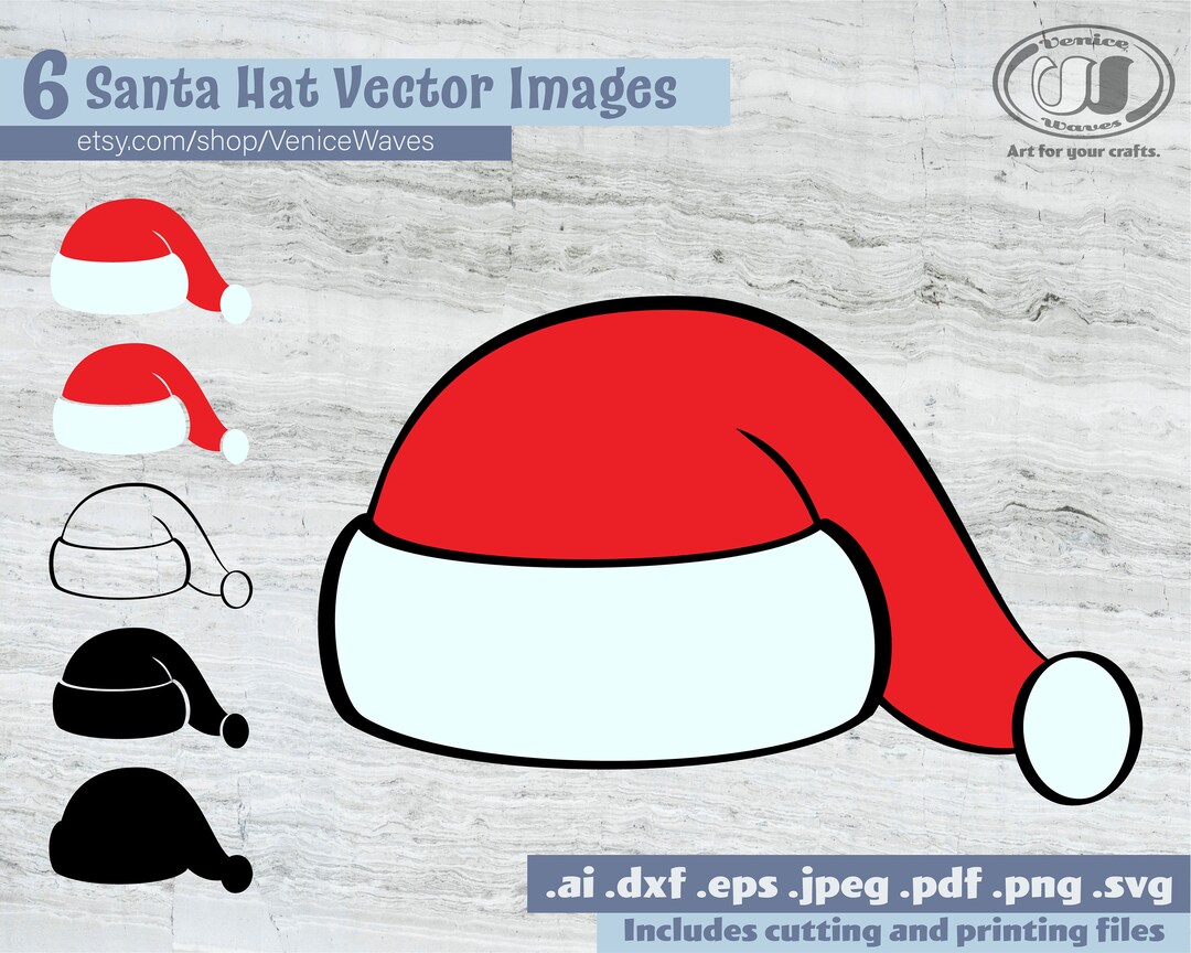 Santa Hat Clipart, Christmas Cut File, Santa Hat Clipart, Santa Hat PDF ...