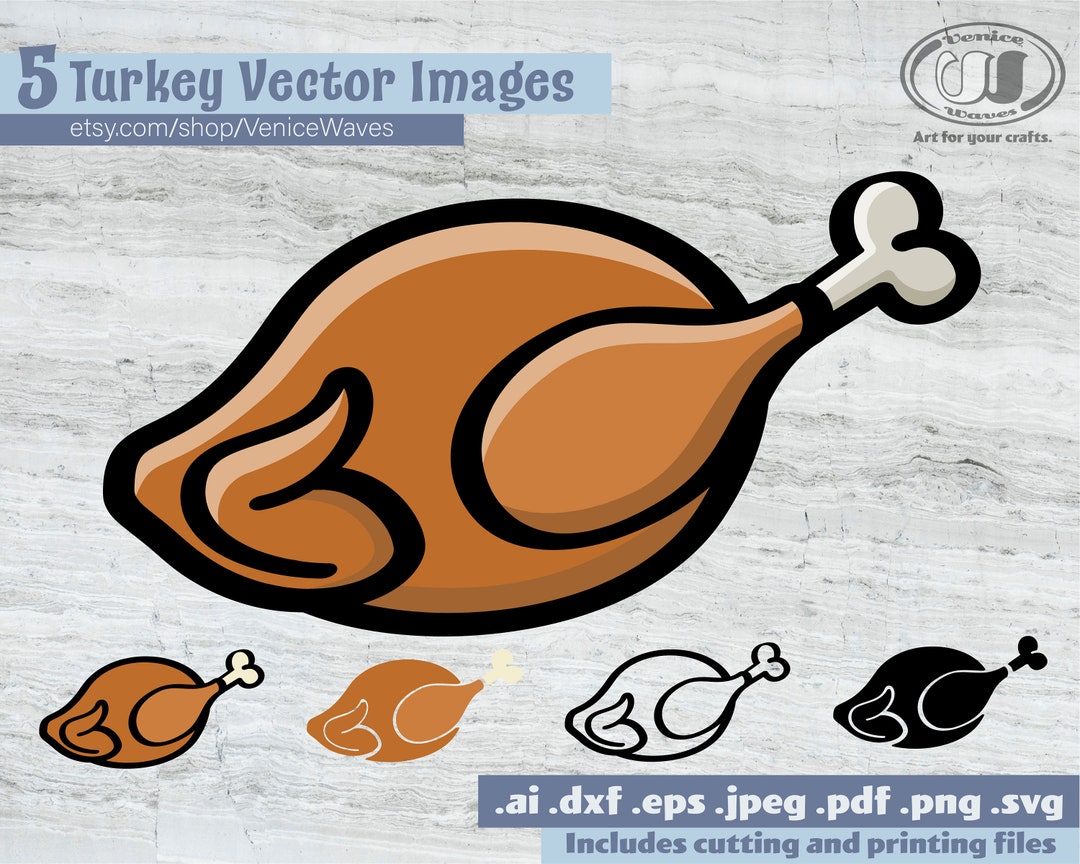 Cooked Turkey SVG, Thanksgiving Cut File, Food Clipart, Holiday PDF ...
