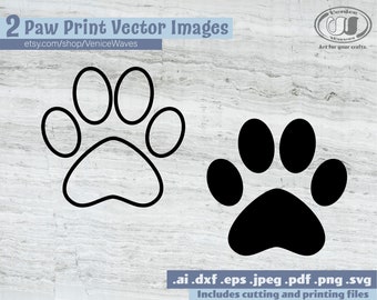 Paw Print Svg Png Dxf Digital Download - Etsy