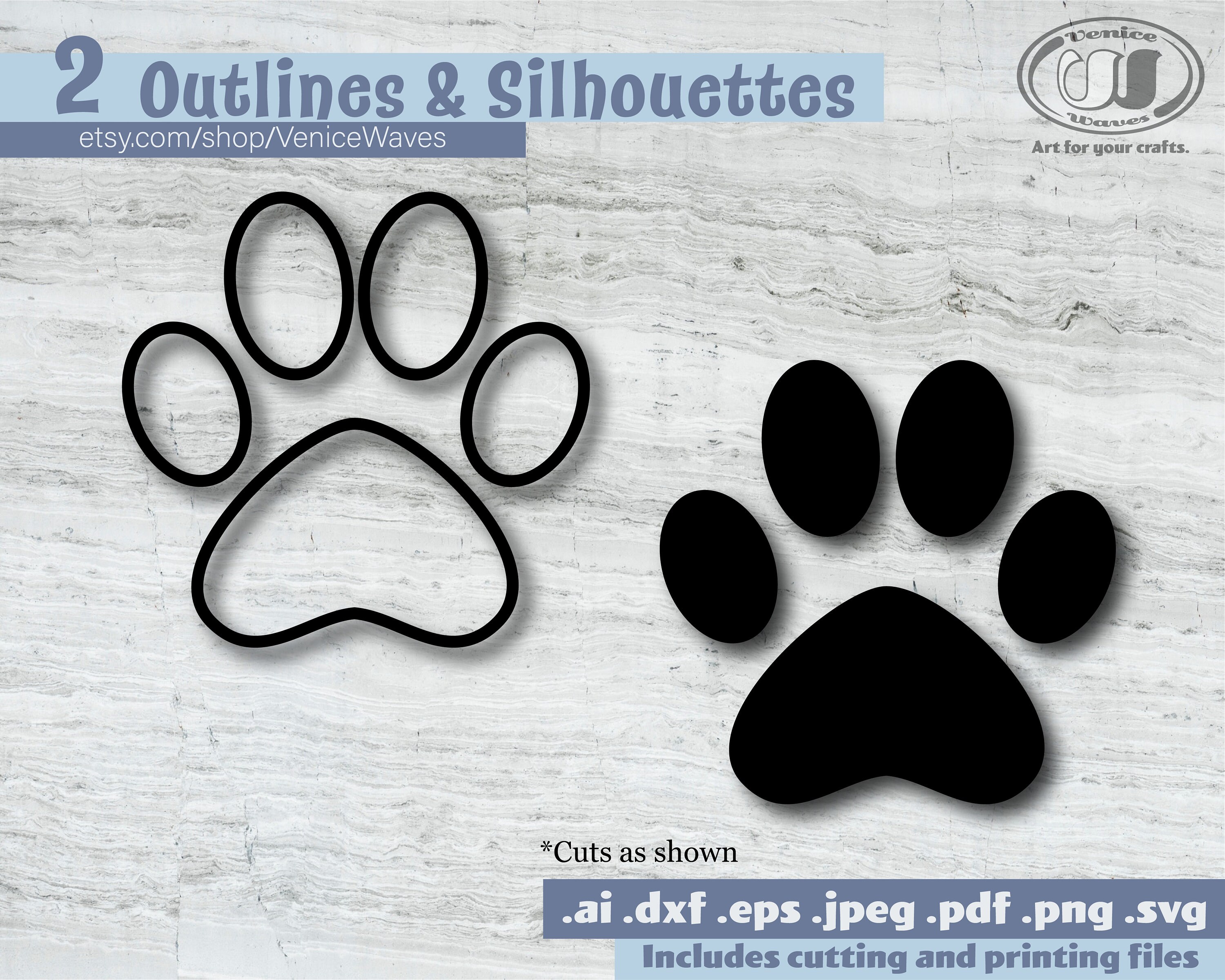 Paw Print SVG, Paw Print Cut File, Paw Print Clipart, Paw Print PDF ...