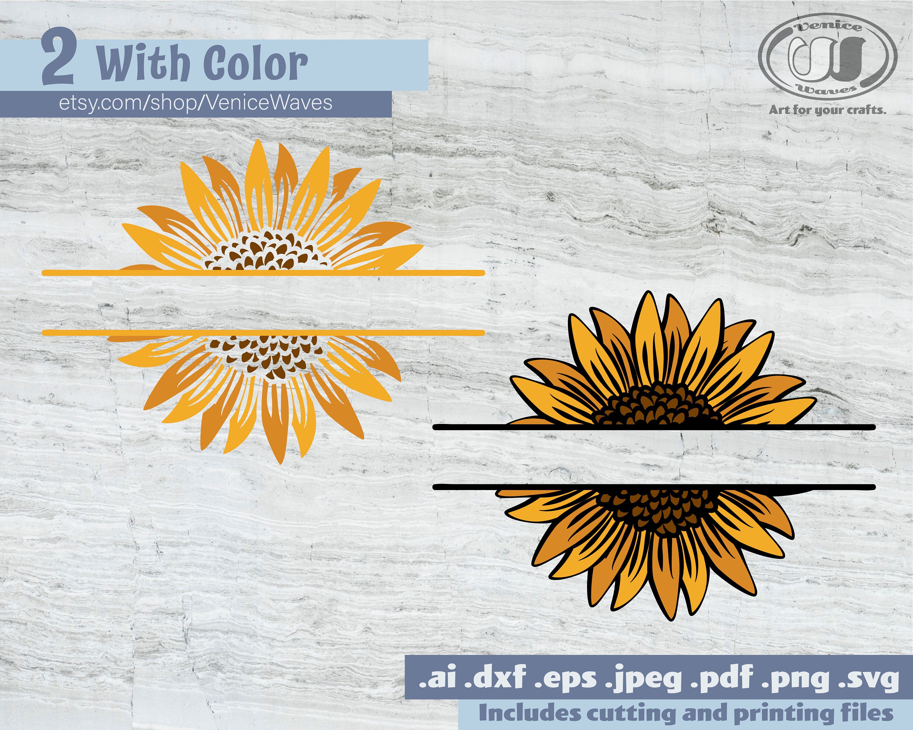 Split Sunflower SVG Split Sunflower Cut File Split Sunflower - Etsy
