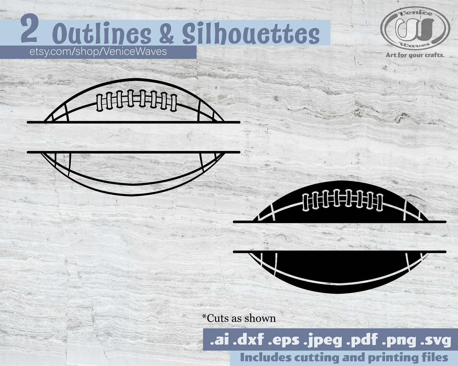 Split Football SVG Split Football Cut File Football Clipart | Etsy