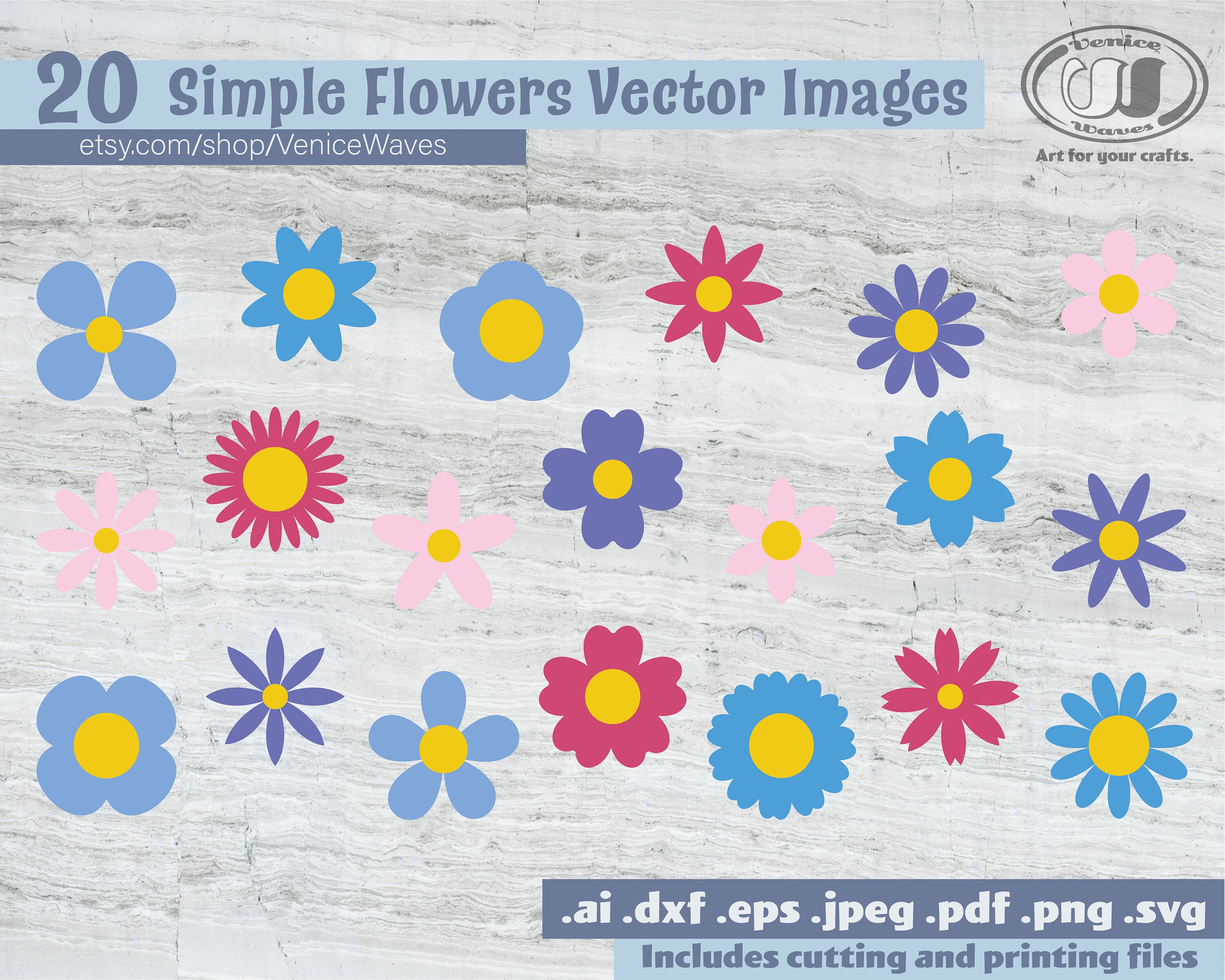Simple Flowers SVG Simple Flowers Cut File Simple Flowers | Etsy