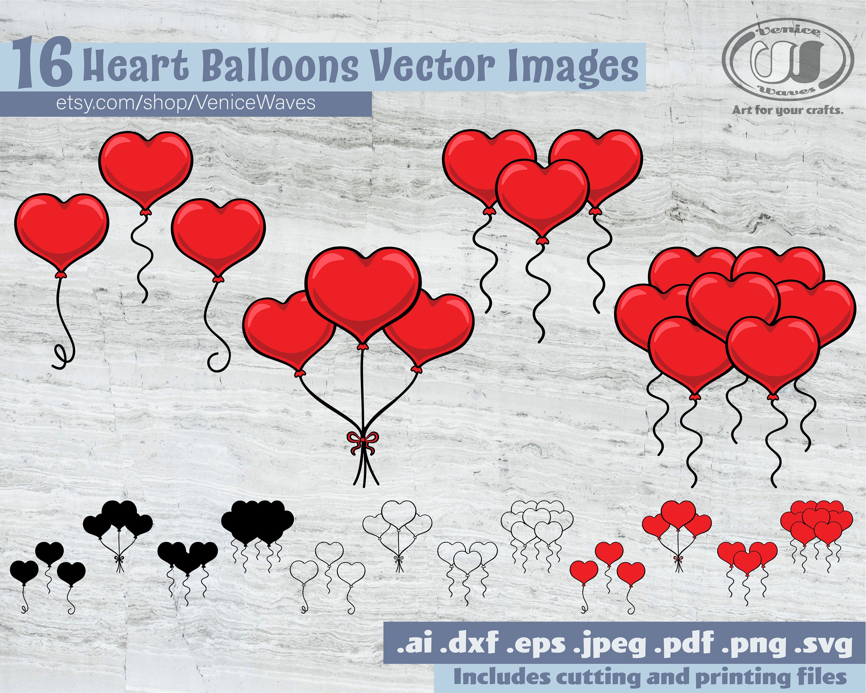 Heart Balloons SVG Heart Balloons Cut File Heart Balloons - Etsy