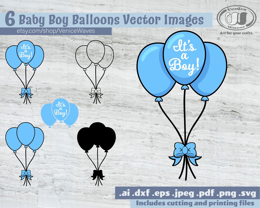 Baby Boy Balloons SVG, Baby Boy Balloons Cut File, Baby Boy Balloons ...