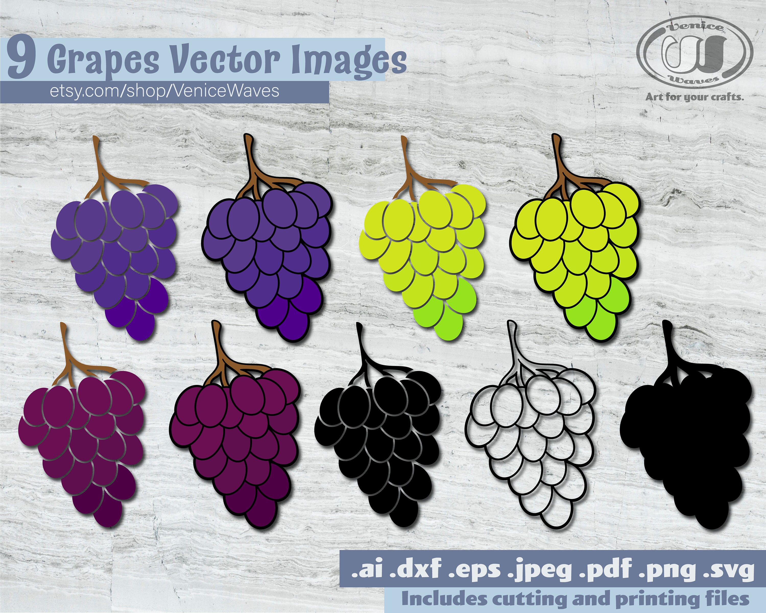 Grapes Clipart, Fruit Cut File, Grapes, Grapes PDF, Digital Download ...
