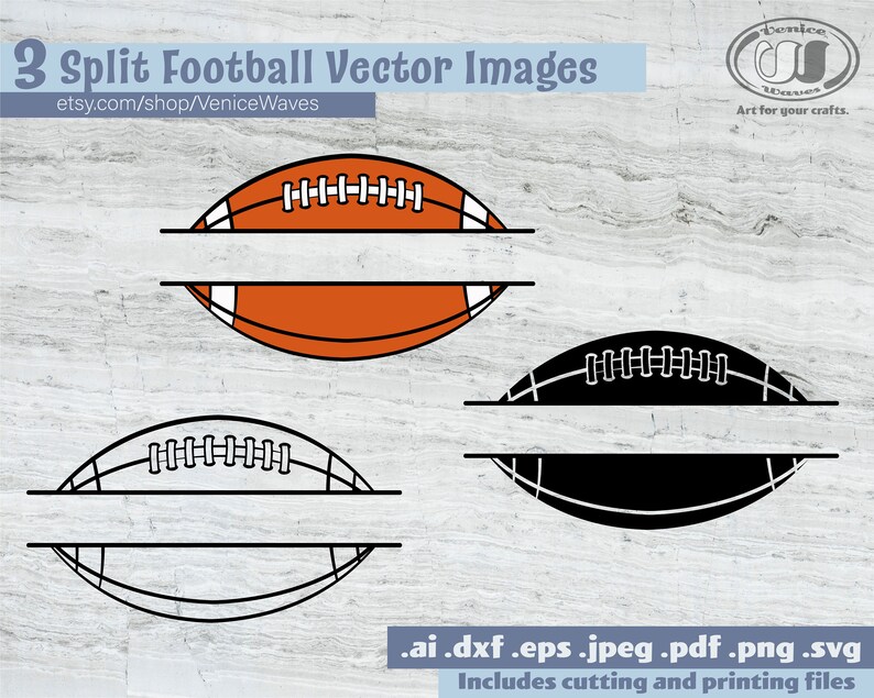 Split Football SVG, Split Football Cut File, Football Clipart, Football ...