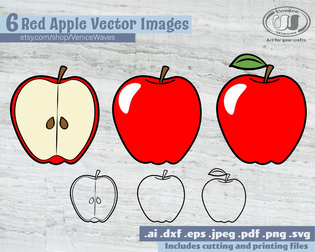 Red Apples Clipart, Apple Cut File, Printable Apple, Apple PDF, Apple ...