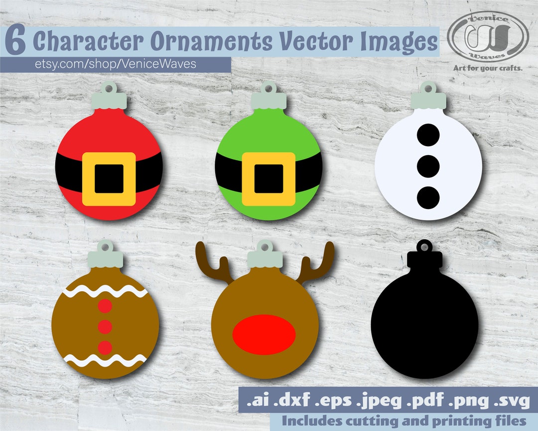 Character Ornaments Clipart, Round Ornament Cut File, Round Ornament ...