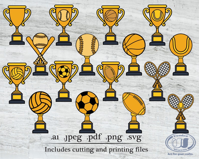 Trophy Cups Vector Images, Layered Cut File, Award Clipart, Sports ...
