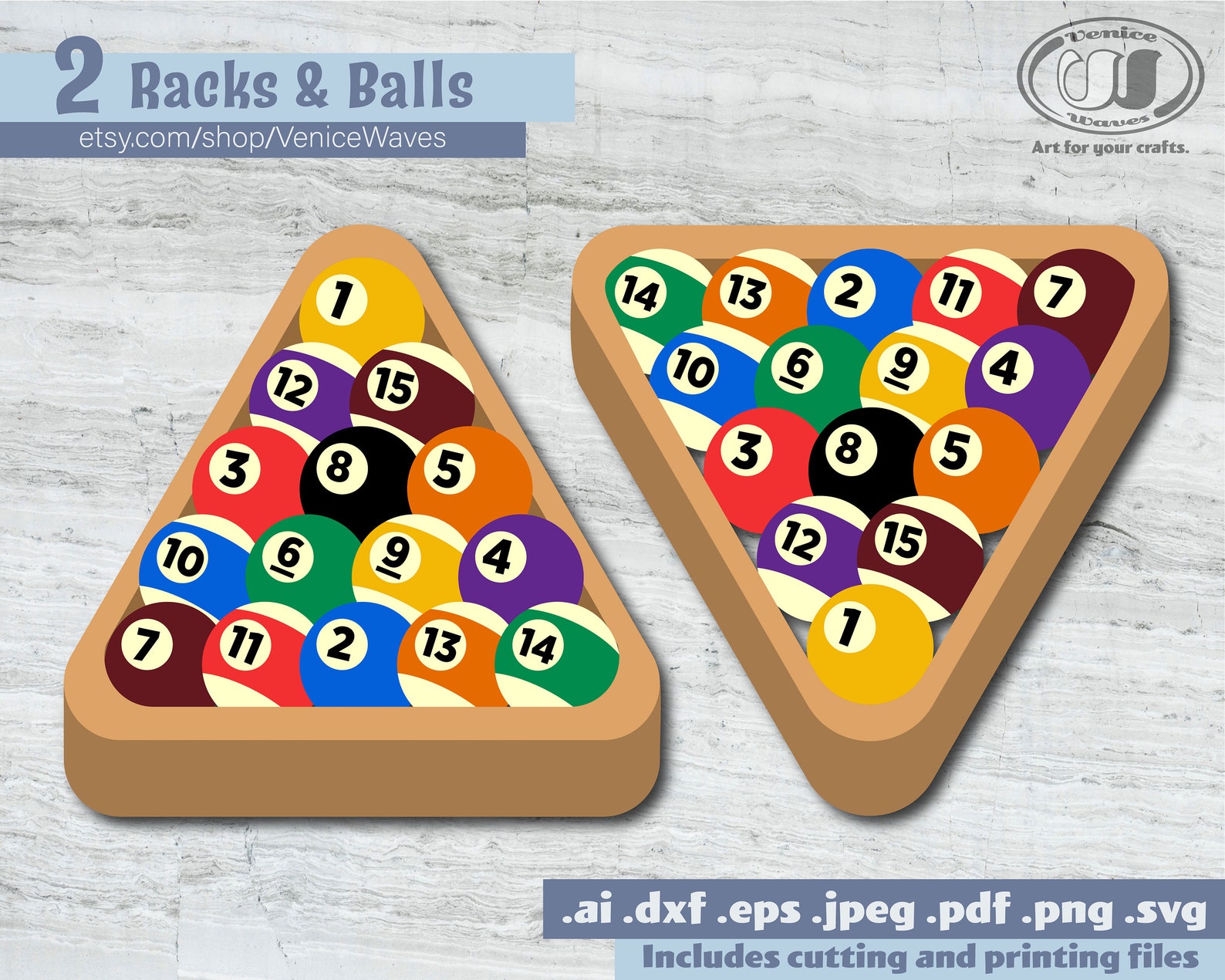 Racked Pool Balls SVG, Billiard Balls Cut File, Pool Balls Clipart ...