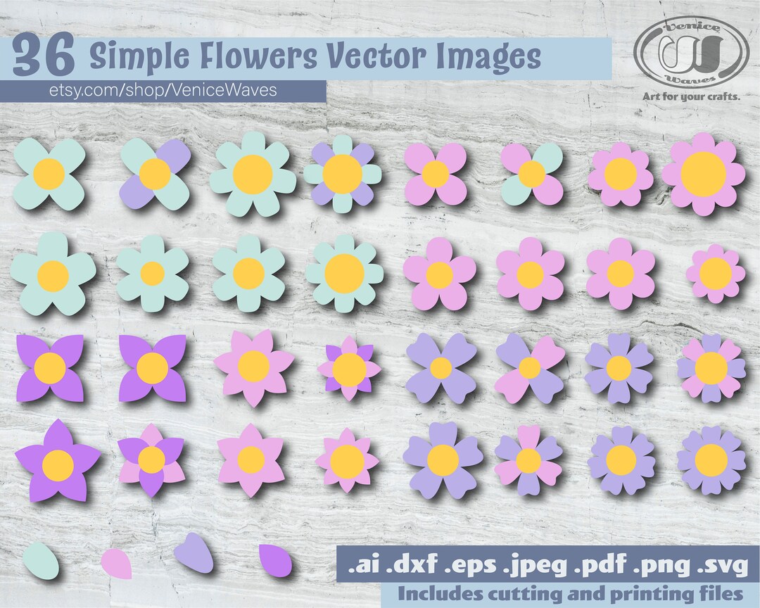 Simple Flowers SVG, Simple Flowers Cut File, Simple Flowers Clipart ...