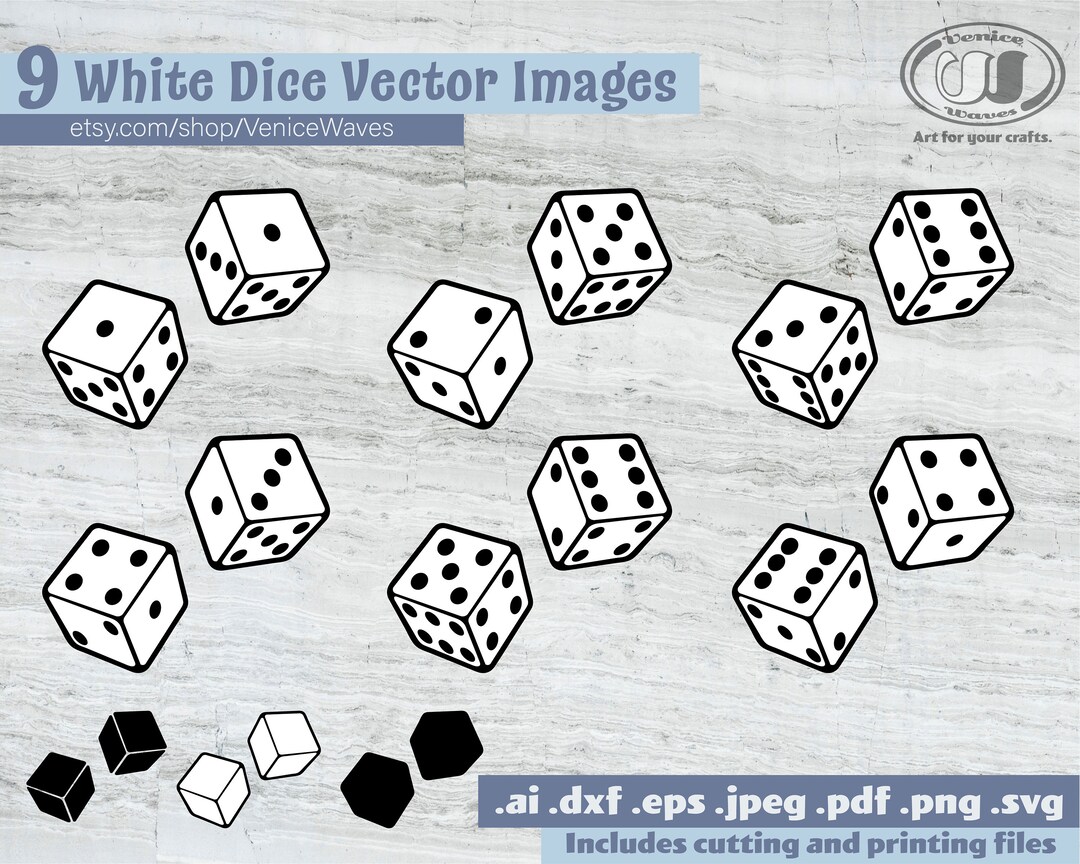 White Dice SVG, White Dice Cut File, White Dice Clipart, White Dice PDF ...