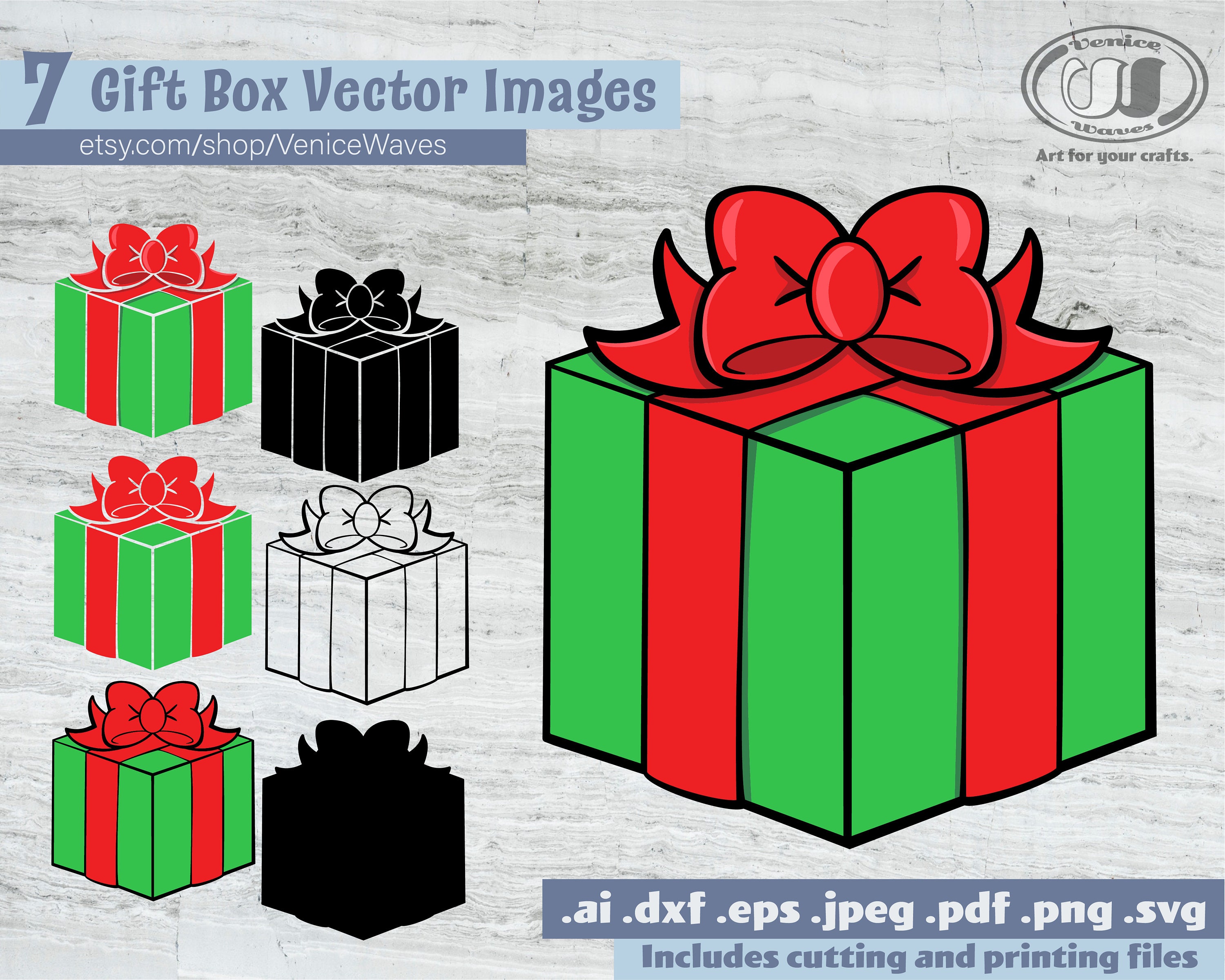Gift box clip art Christmas gift box Glitter Digital download Gift box ...