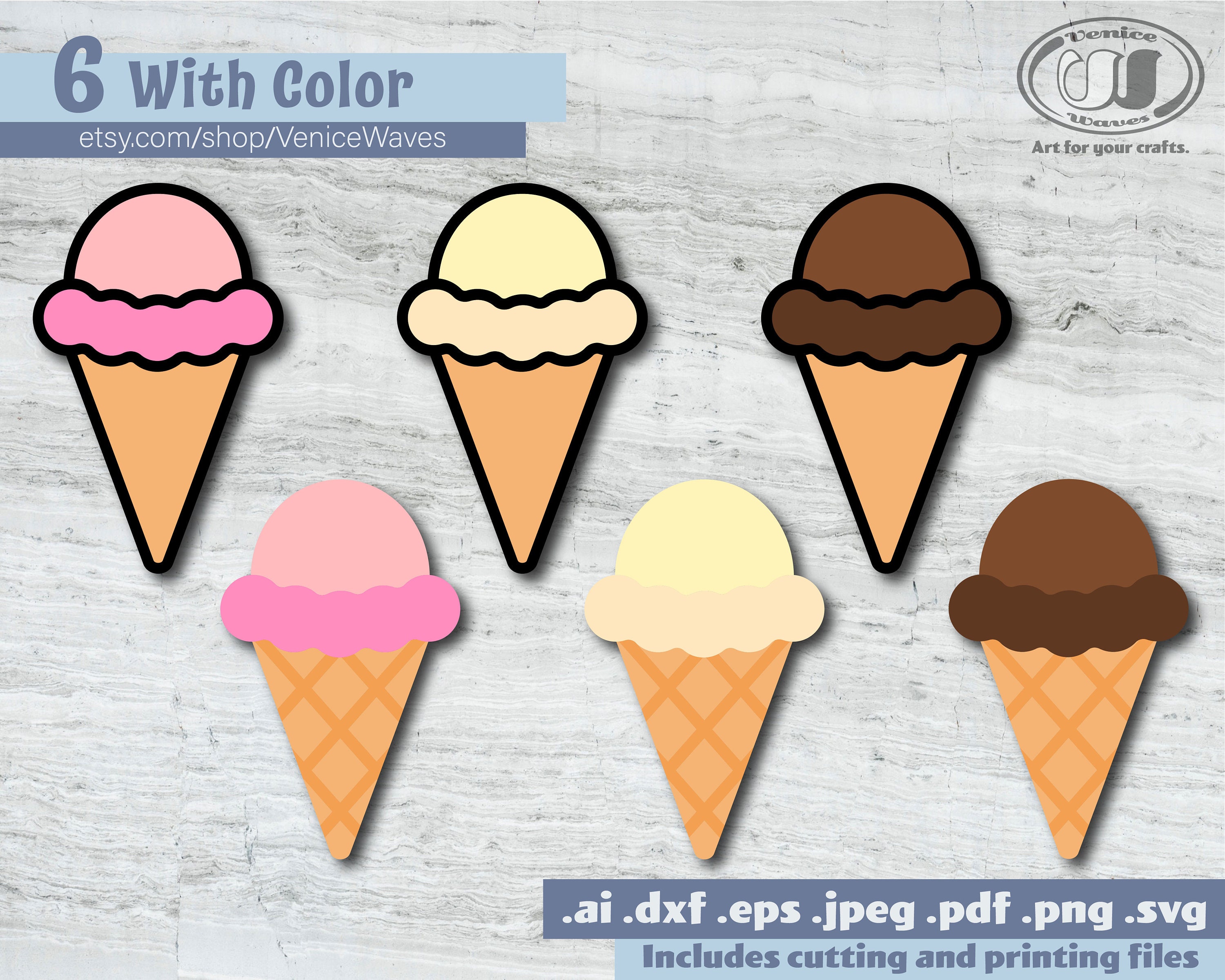 Simple Waffle Cone Clipart Ice Cream Cut Files - Etsy