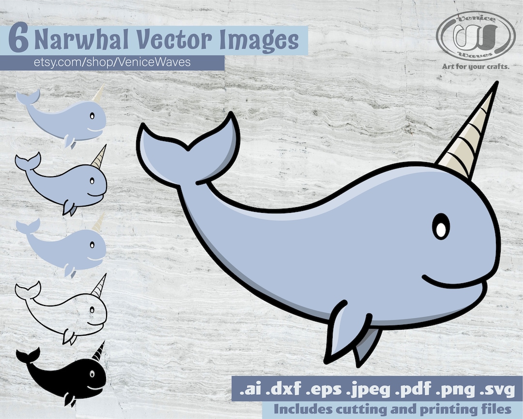 Narwhal SVG, Narwhal Cut File, Narwhal Clipart, Narwhal PDF, Dolphin ...
