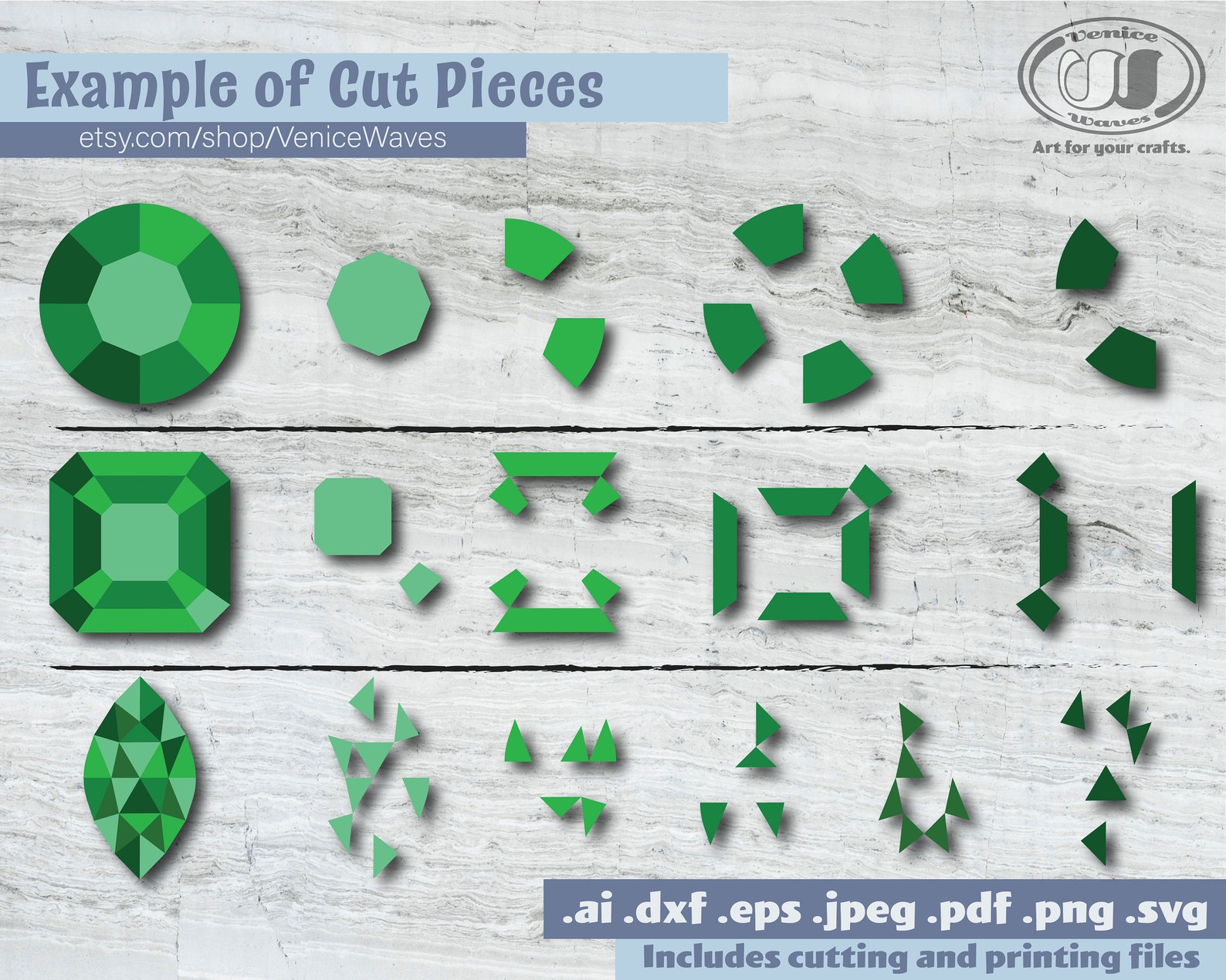 Cut Emeralds SVG, Emeralds Cut Drawing, Gemstone Clipart, Diamonds PDF ...