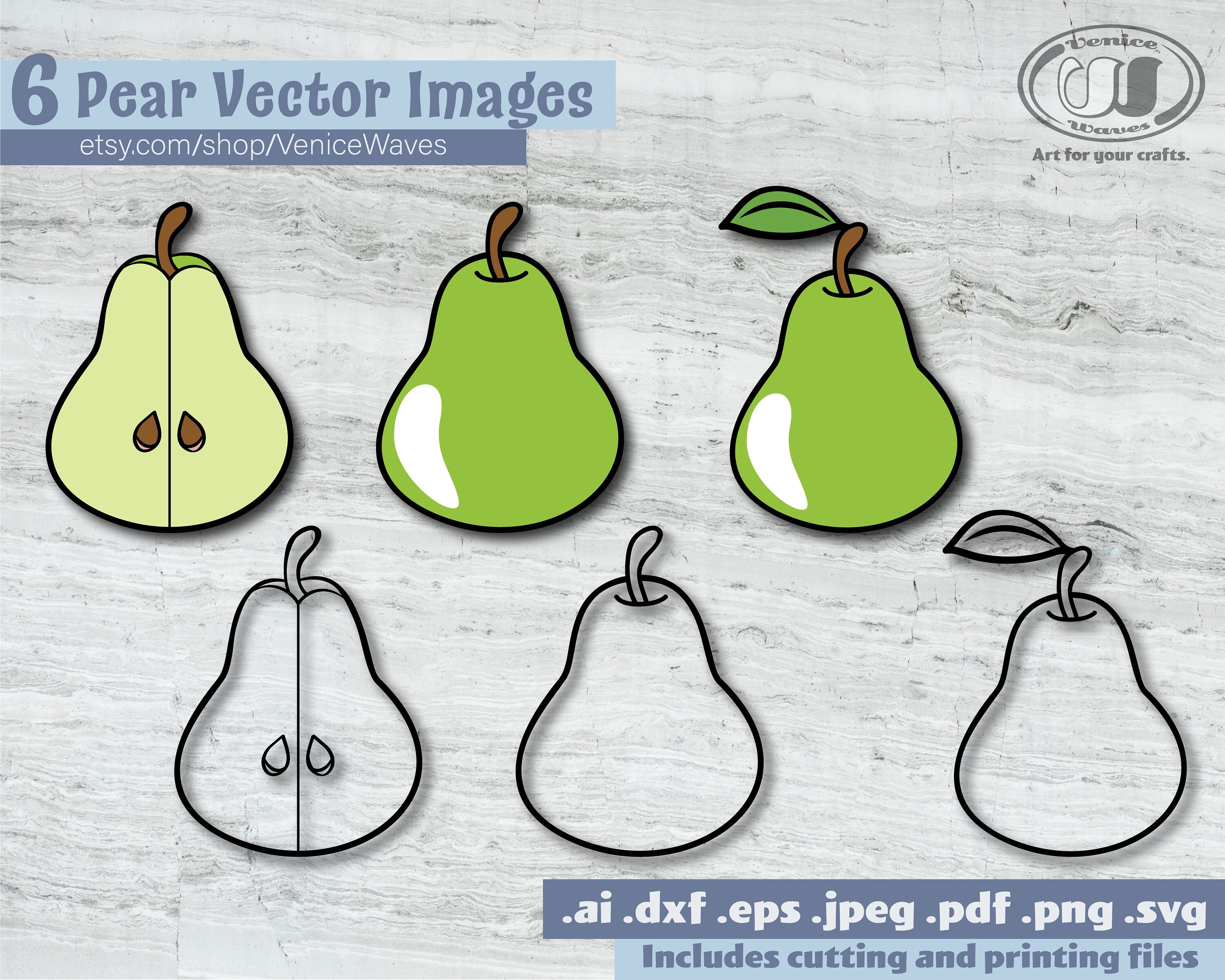 Pears Clipart, Pear Cut File, Printable Pear , Fruit Clipart, Pear ...