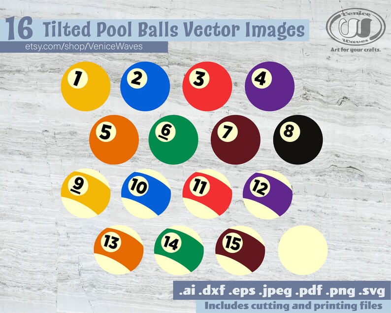 Tilted Pool Balls SVG Pool Balls Cut File Pool Balls | Etsy