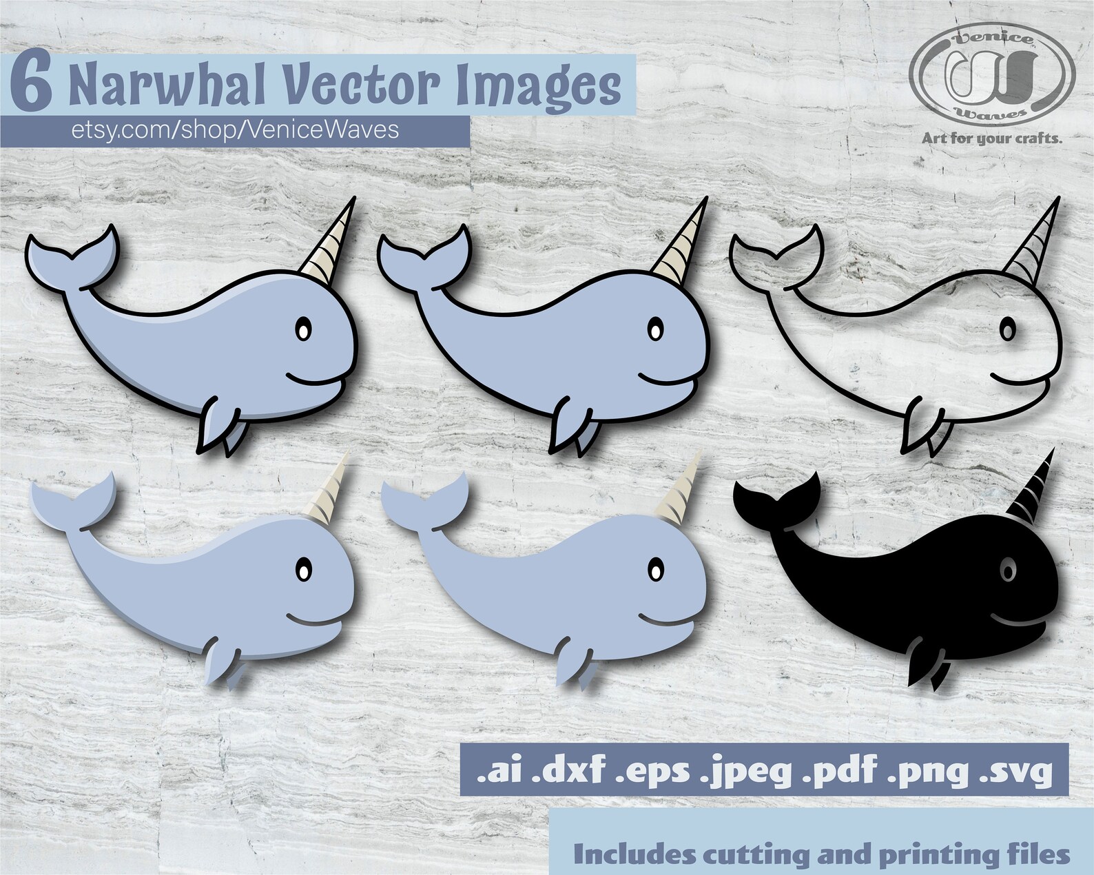 Narwhal SVG, Narwhal Cut File, Narwhal Clipart, Narwhal PDF, Dolphin ...