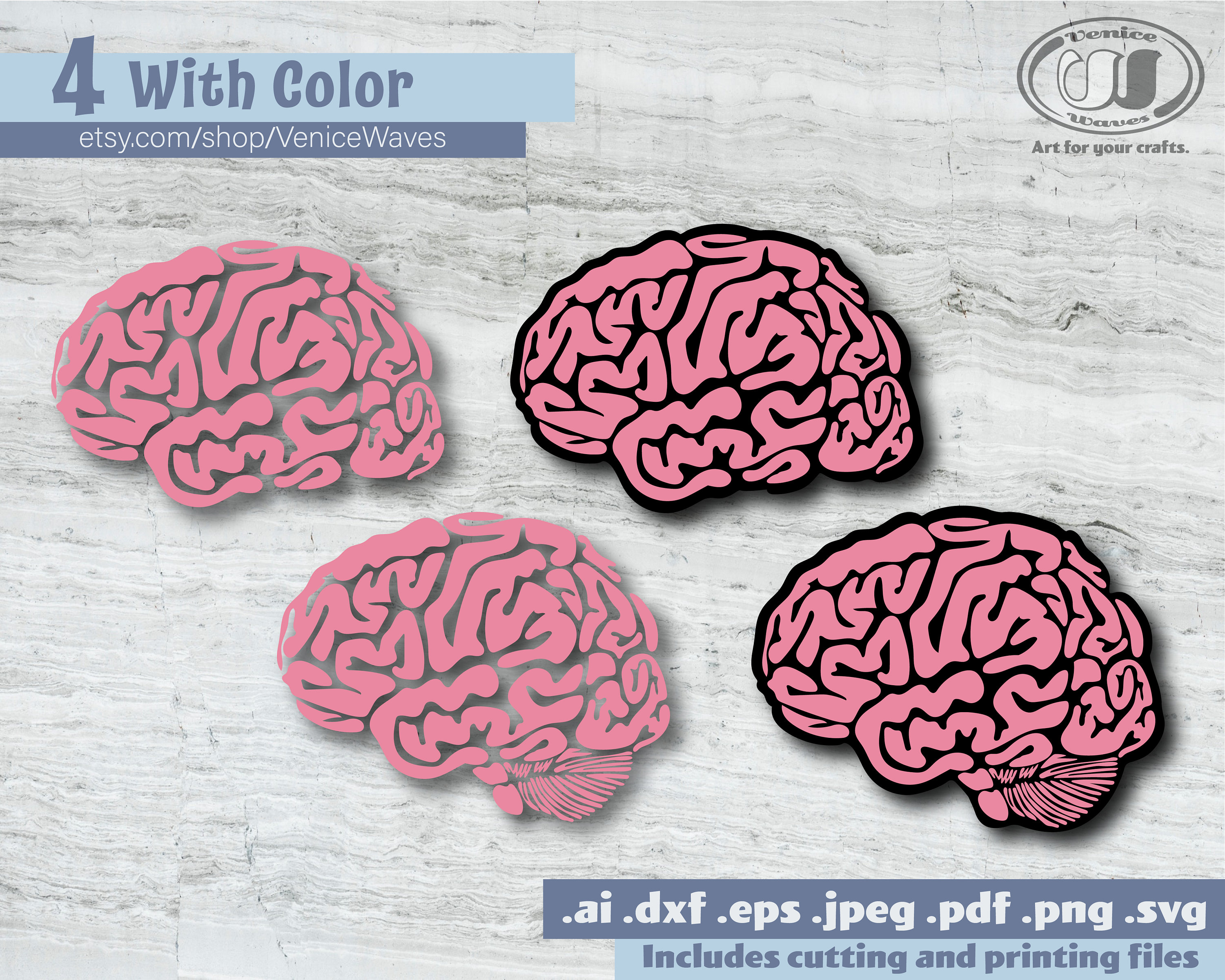 Brain SVG Brain Cut File Brain Clipart Brain PDF Brain | Etsy