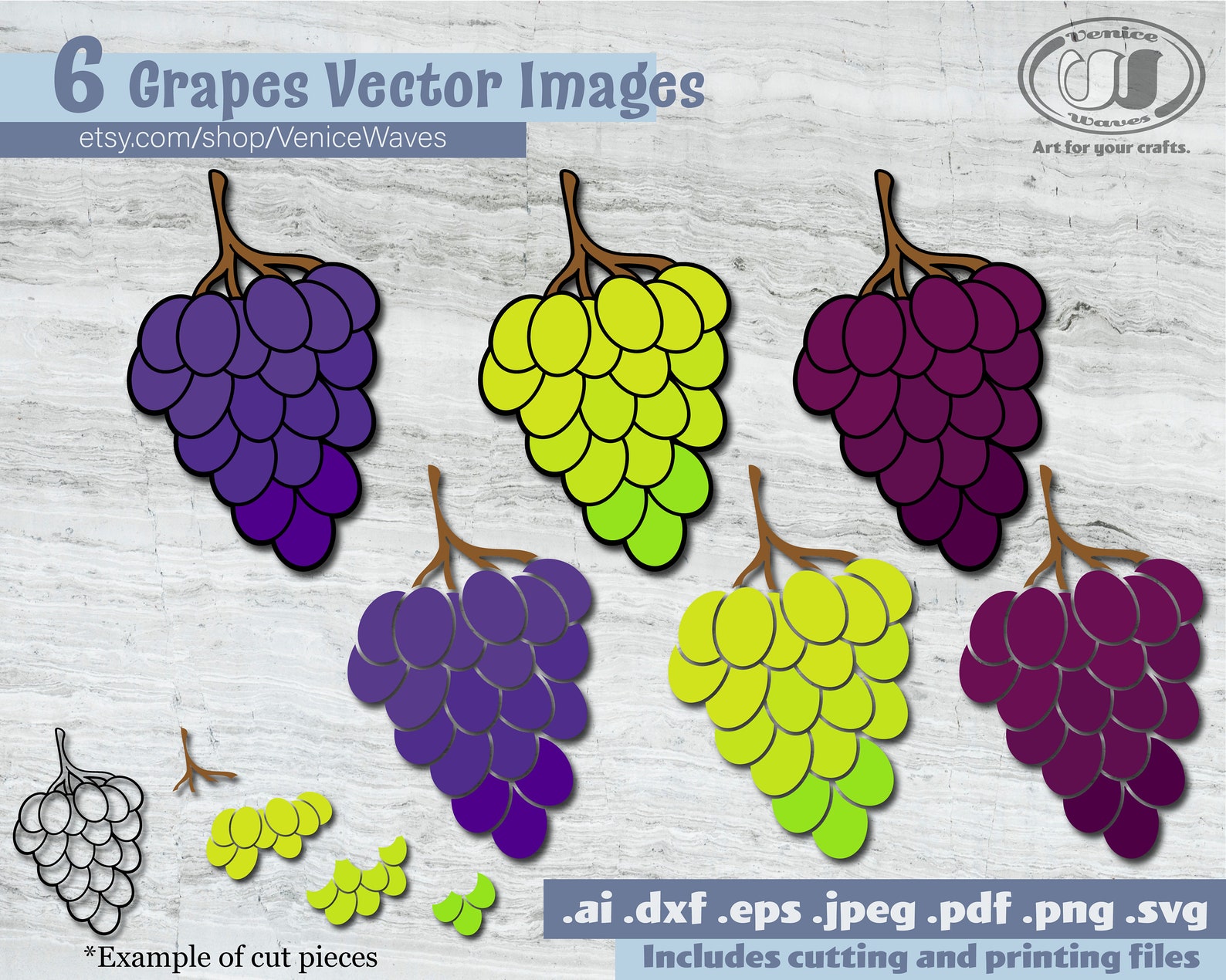 Grapes Clipart Fruit Cut File Grapes Grapes PDF Digital | Etsy