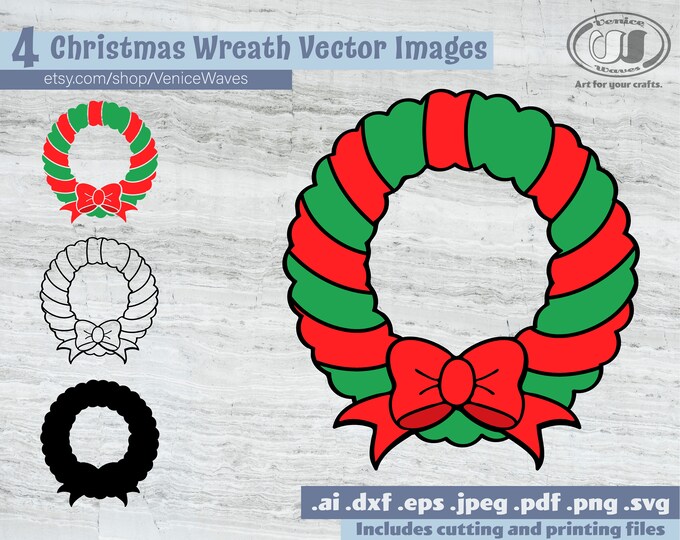 Christmas Wreath SVG - Christmas Decoration Pine Wreath Silhouette Clip ...