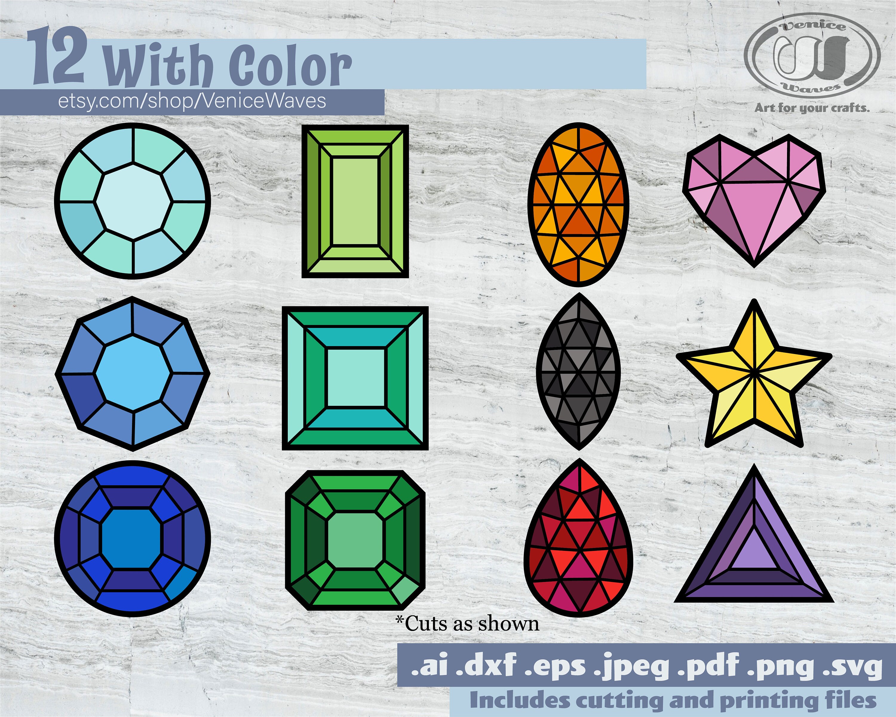 Gemstones Cuts SVG Gemstones Cut File Gemstones Clipart | Etsy