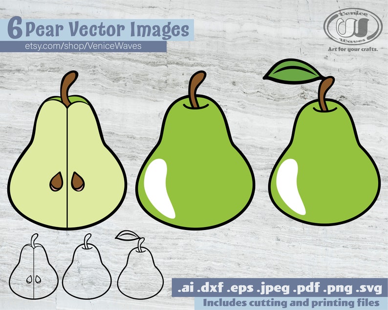 Pears Clipart, Pear Cut File, Printable Pear , Fruit Clipart, Pear ...