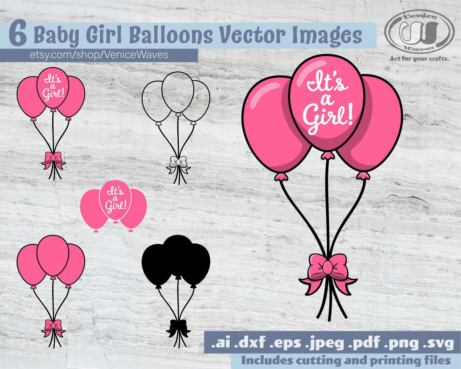 Baby Girl Balloons SVG Baby Girl Balloons Cut File Baby Girl - Etsy