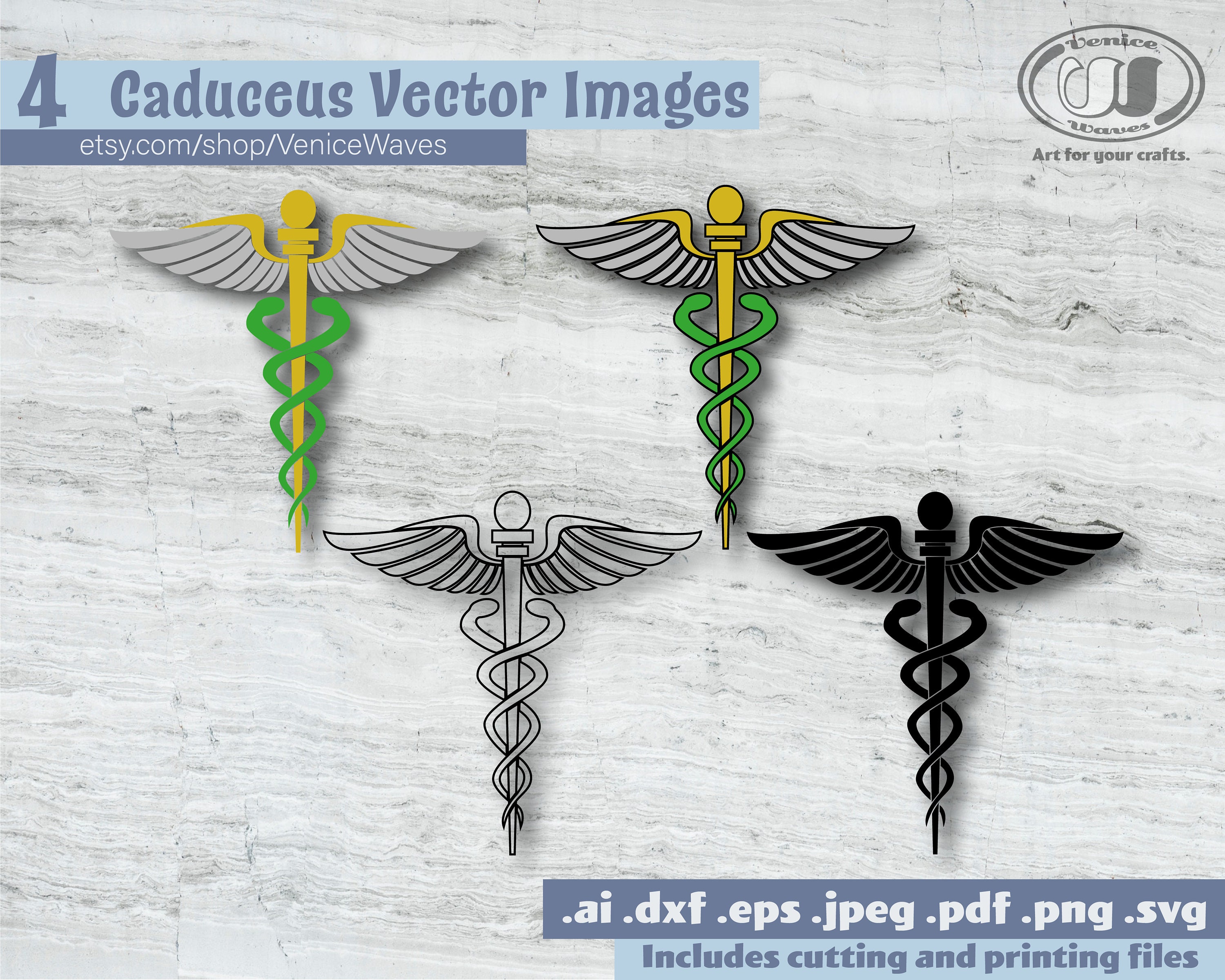 Caduceus SVG, Caduceus Cut File, Caduceus Clipart, Caduceus PDF ...