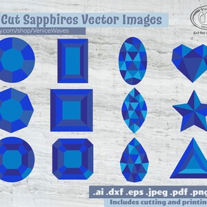 Cut Sapphires SVG, Rubies Cut Drawing, Gemstone Clipart, Sapphires PDF ...