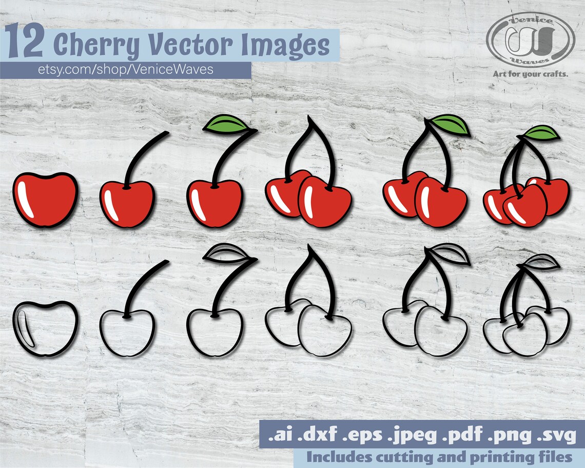 Cherries Clipart Cherries Cut File Printable Cherries - Etsy