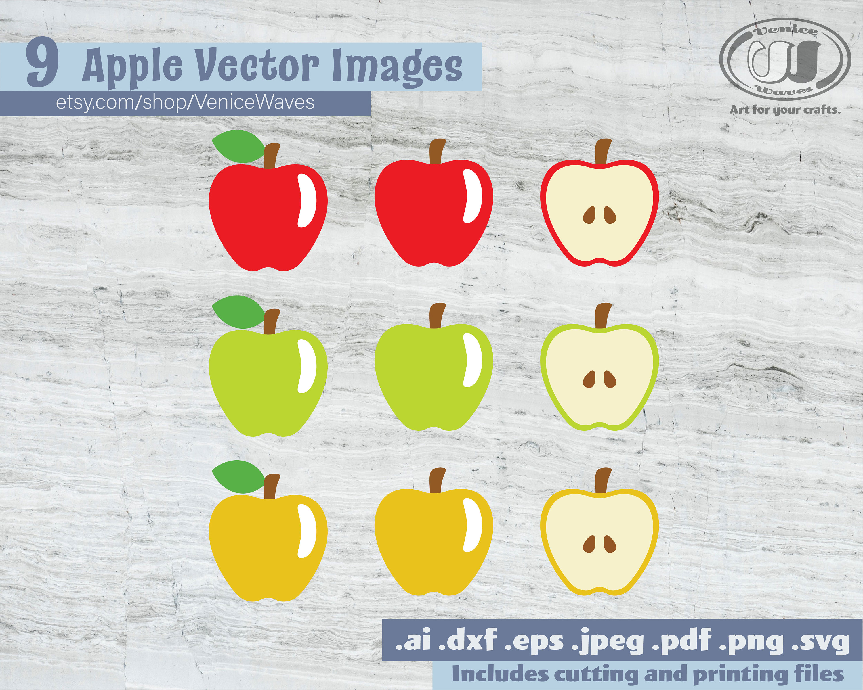 Apple Set Clipart Red Apple Cut File Printable Green Apple | Etsy