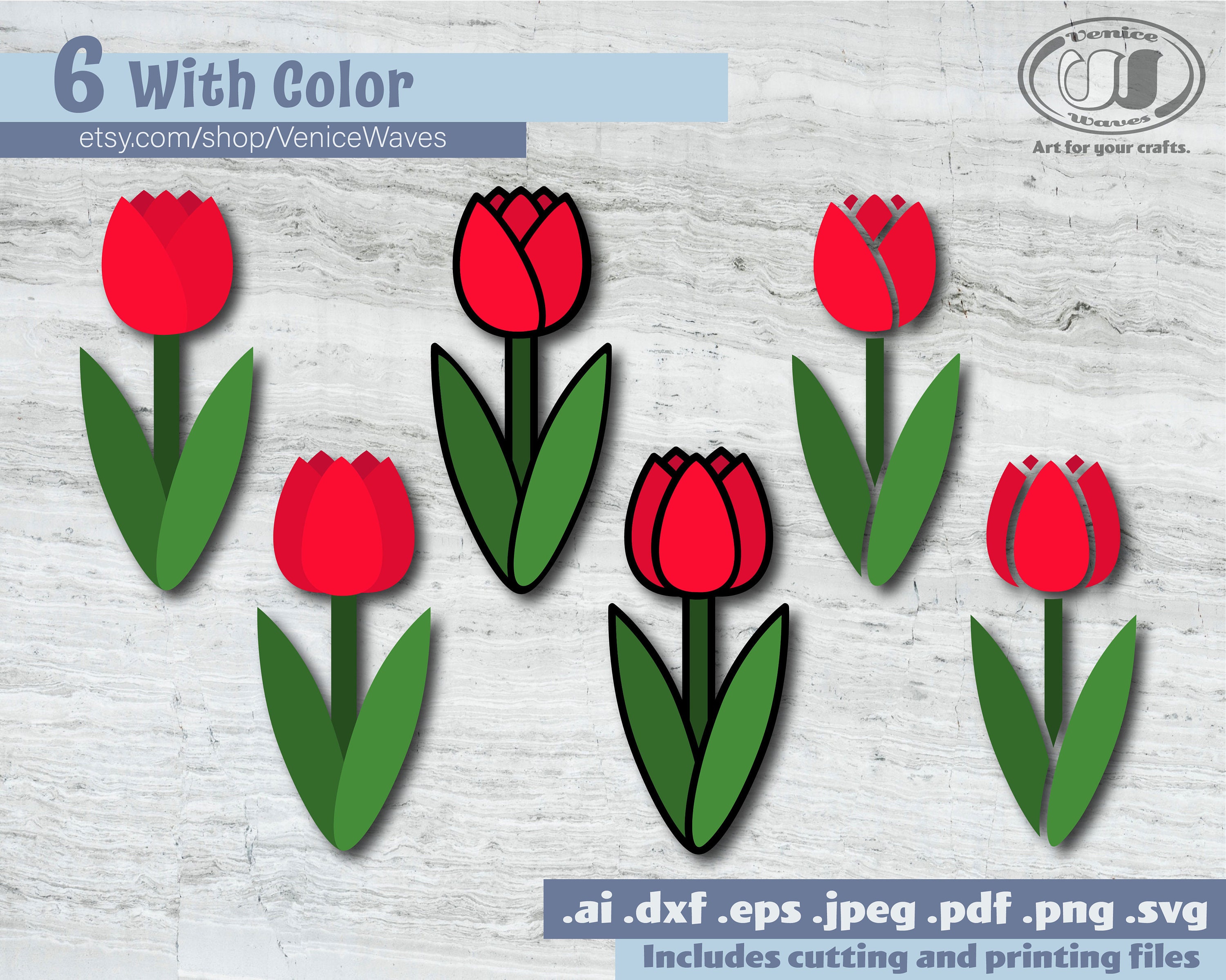 Simple Tulip SVG Simple Tulip Cut File Simple Flower - Etsy