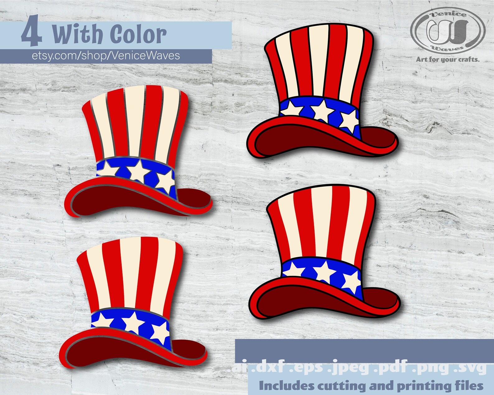 Uncle Sam Hat Clipart, Uncle Sam Hat Cut File, Fourth of July Clipart ...