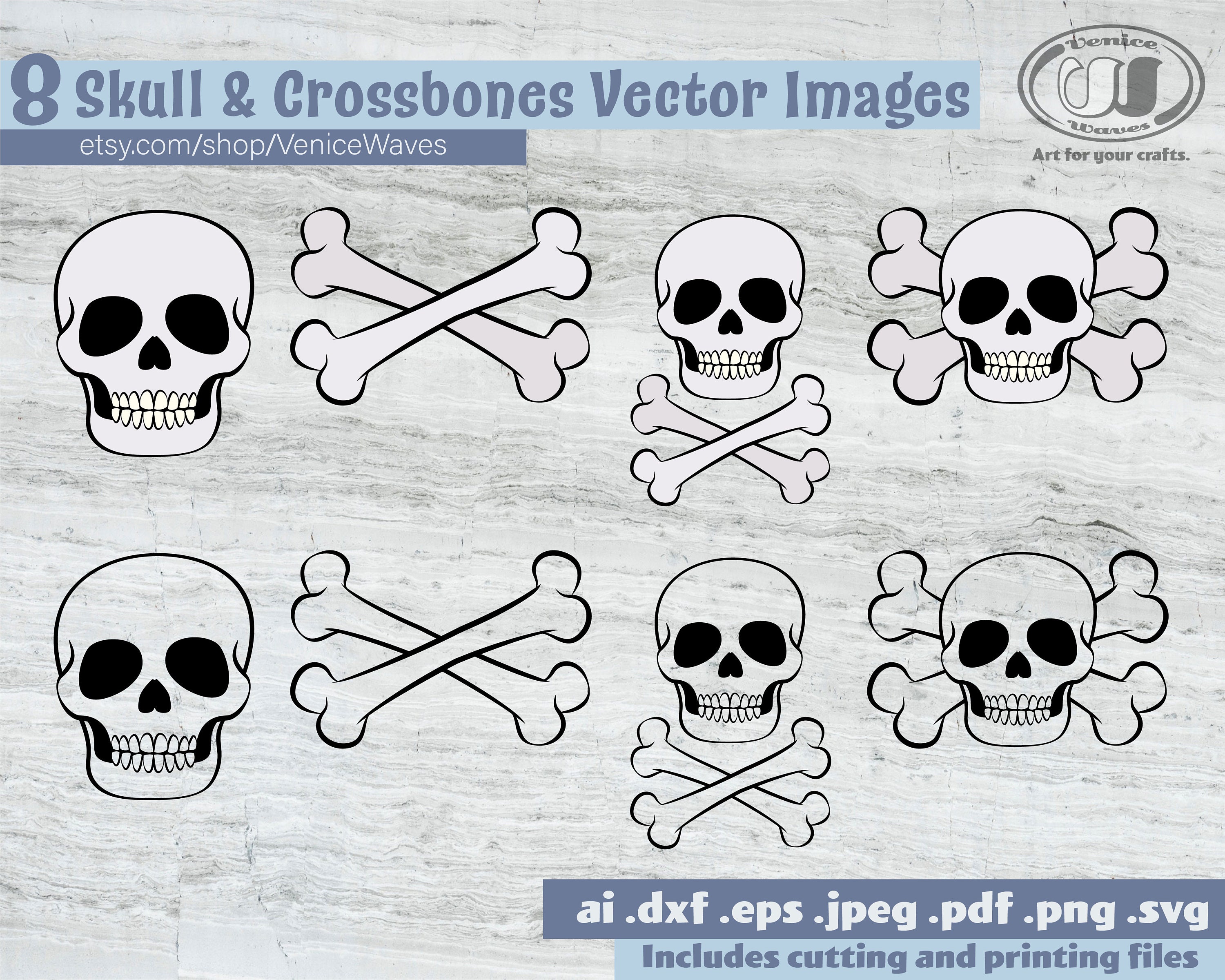 Skull and Crossbones SVG Skull and Crossbones Cut File Skull | Etsy
