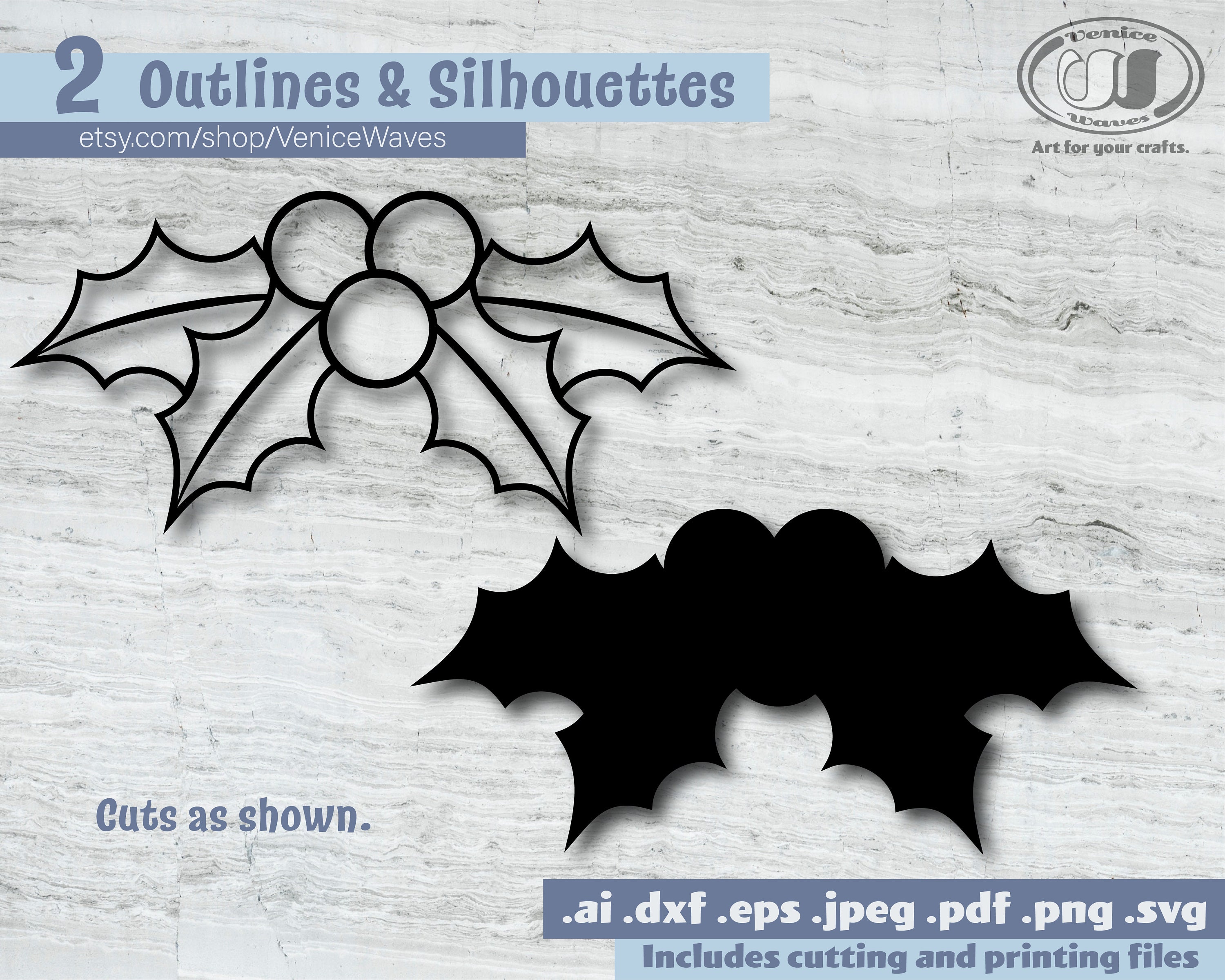 Holly SVG Holly Cut File Christmas Clipart Holly PDF Holly | Etsy Canada