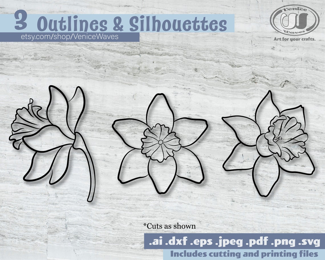 Daffodils SVG, Daffodils Cut File, Daffodils Clipart, Daffodils PDF ...