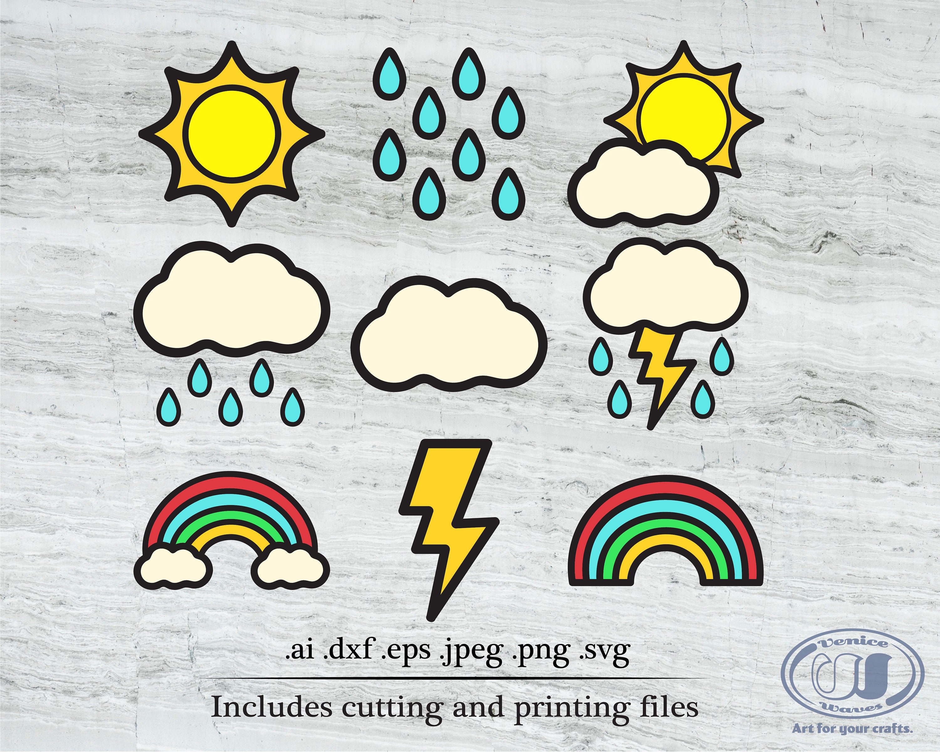 Simple Weather Vector Images Layered Cut File Clipart Sun - Etsy