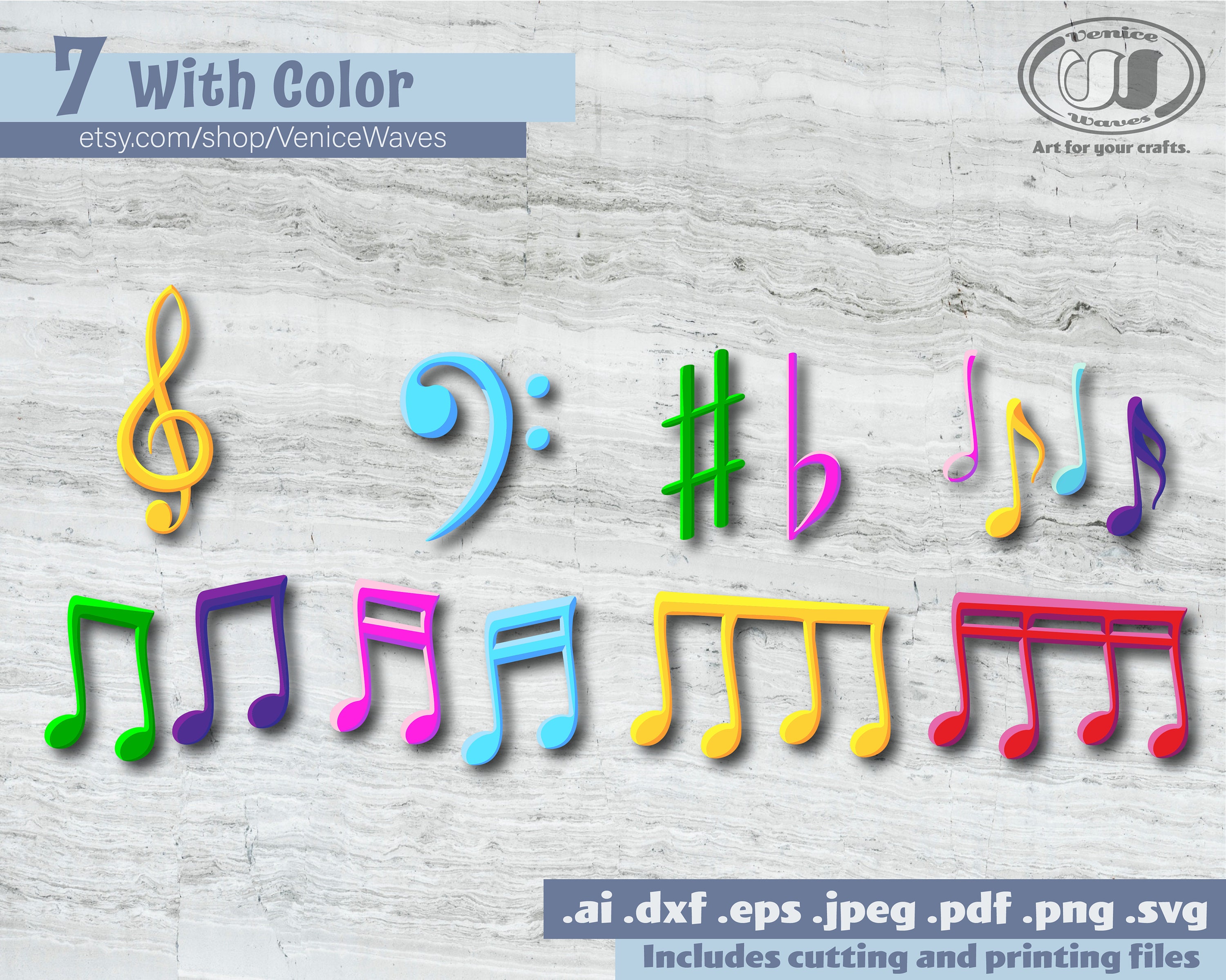 Music Notes Clipart Music Notes Cut File Music Notes - Etsy