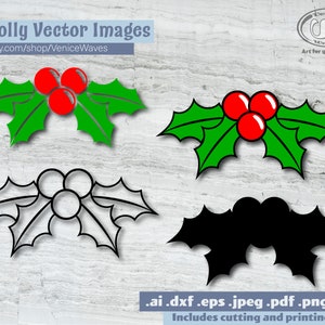 Holly SVG, Holly Cut File, Christmas Clipart, Holly PDF, Holly Download ...