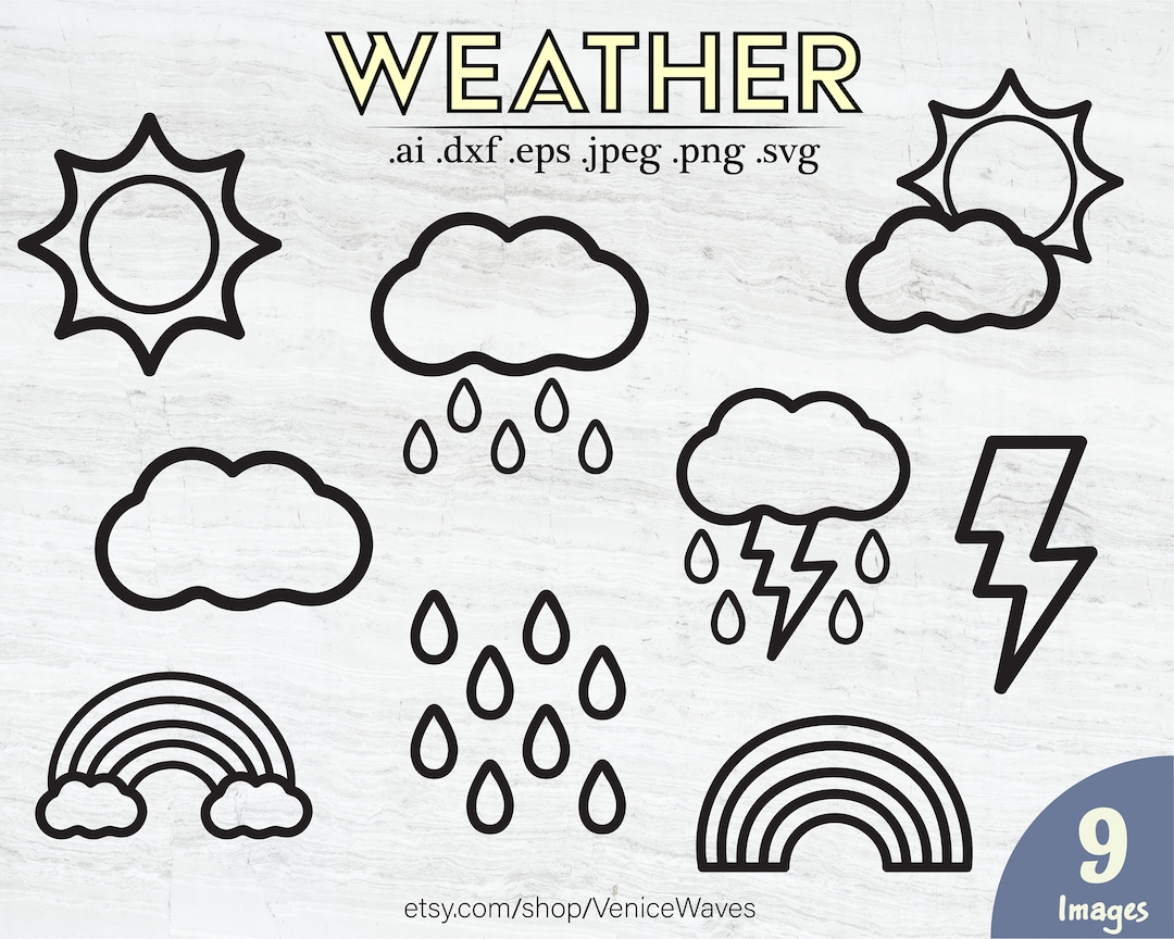 Simple Weather Outline Vector Images, Single Layer Cut File, Clipart ...