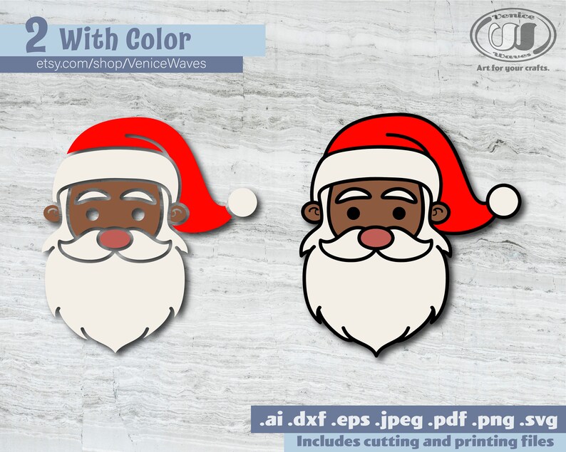 Black Santa Claus SVG Black Santa Cut File Christmas - Etsy